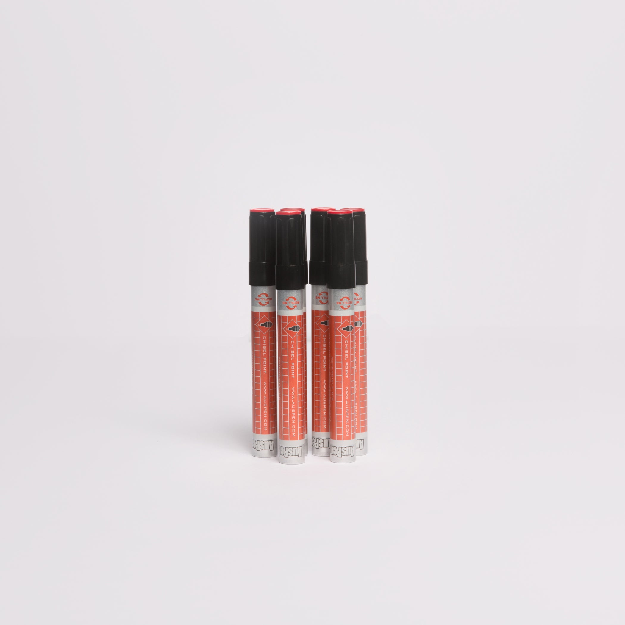 6 Red Refillable Whiteboard Markers | AusPen USA.